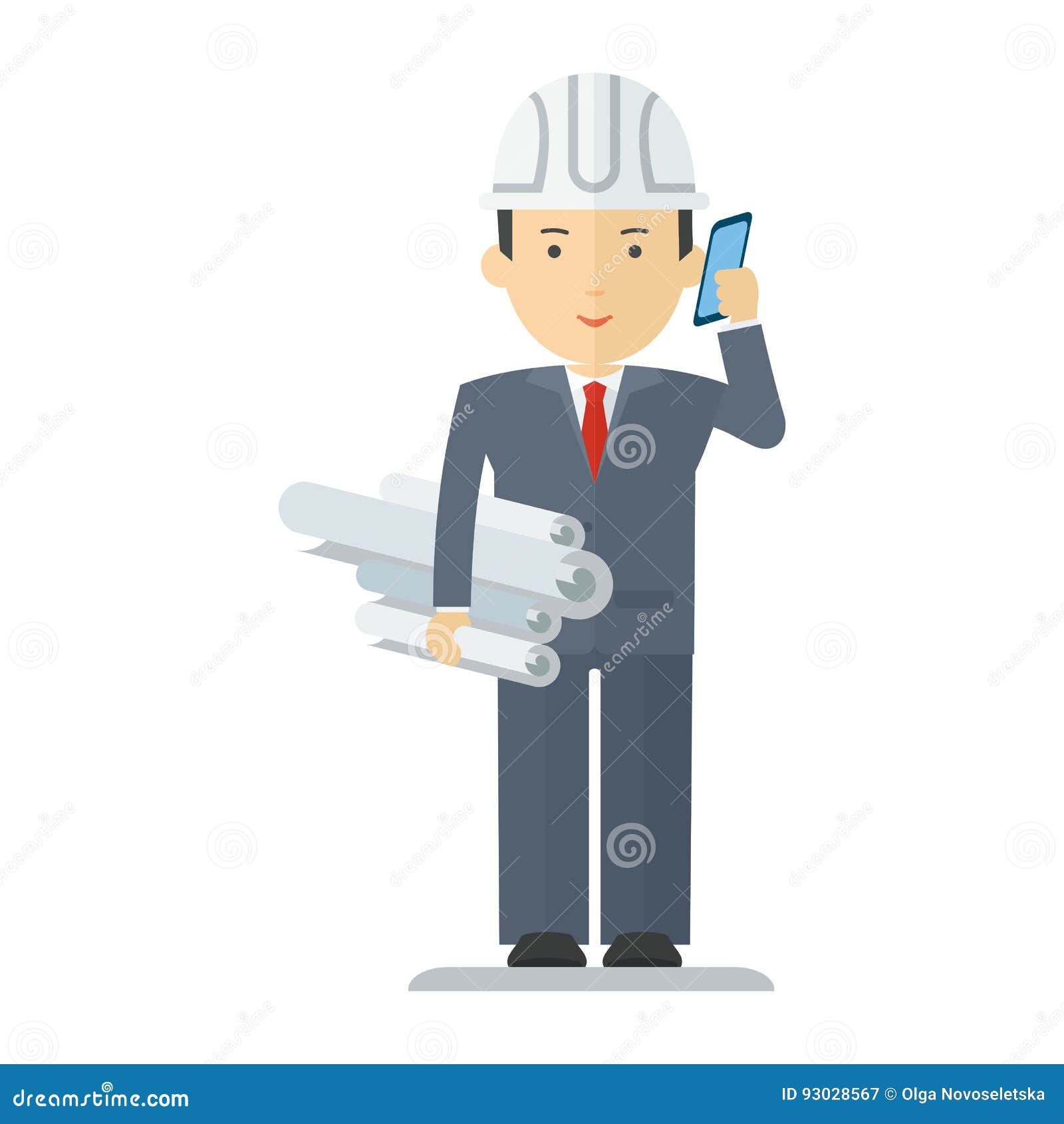 Ingeniero con los dibujos ilustración del vector. Ilustración de ...