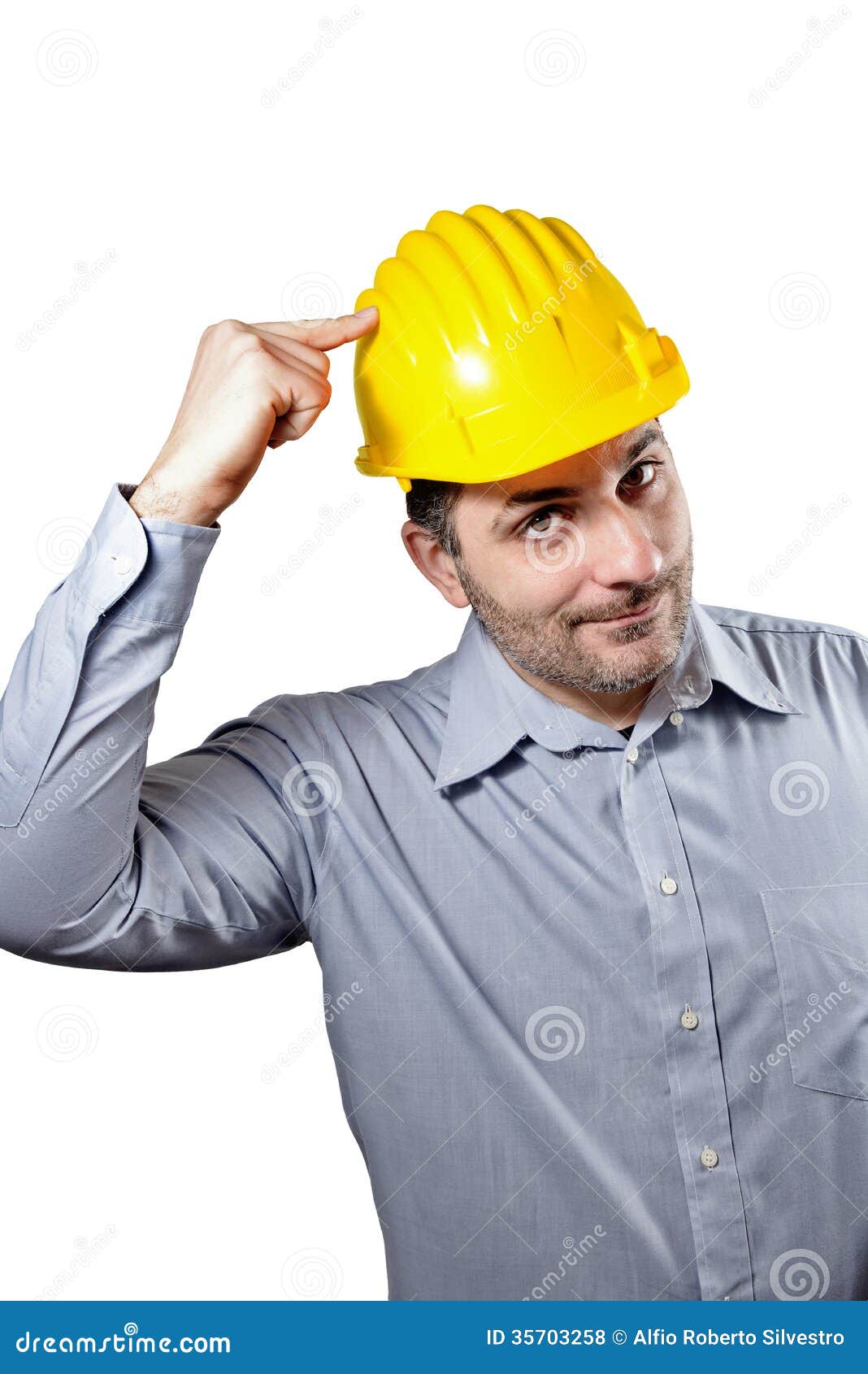 Ingeniero Con Un Casco En Su Cabeza Foto de archivo - Imagen de carrera ...