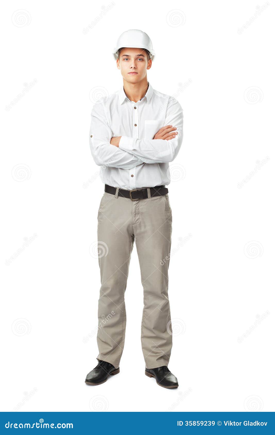 Ingeniero Joven Que Lleva Un Casco Blanco Imagen de archivo - Imagen de ...