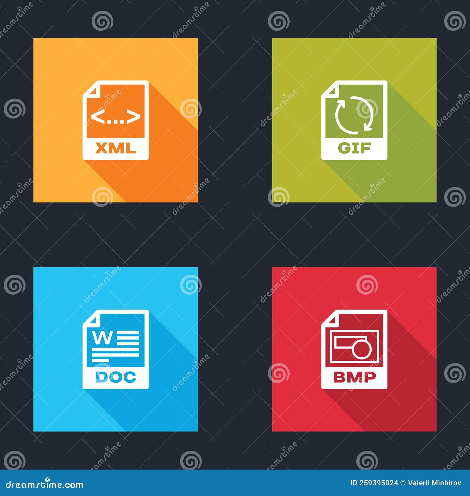 Ingesteld Xml Bestand Document Gif Doc En Bmp Pictogram. Vector Vector ...