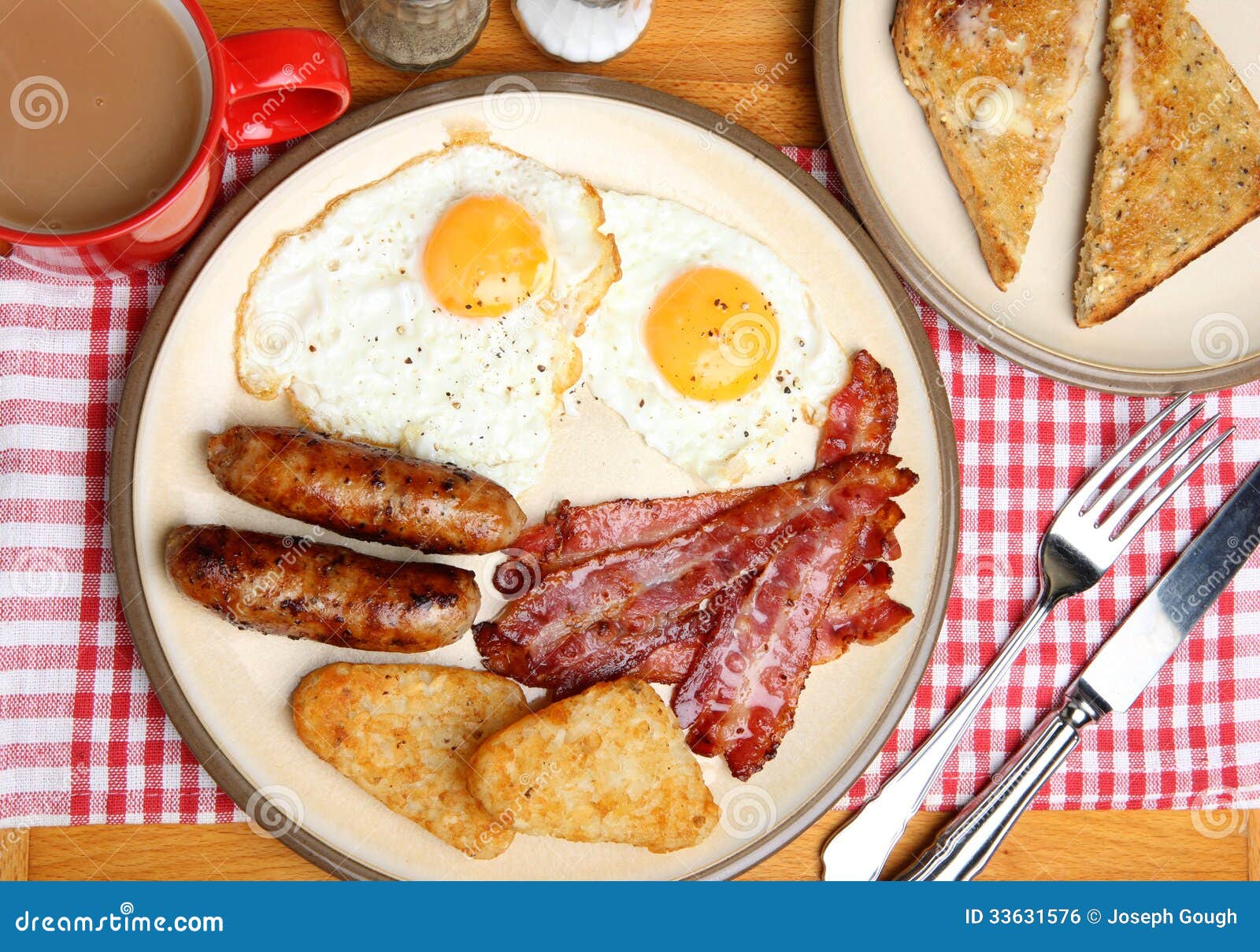 Inglese Completo Fried Breakfast Fotografia Stock - Immagine di pepe ...