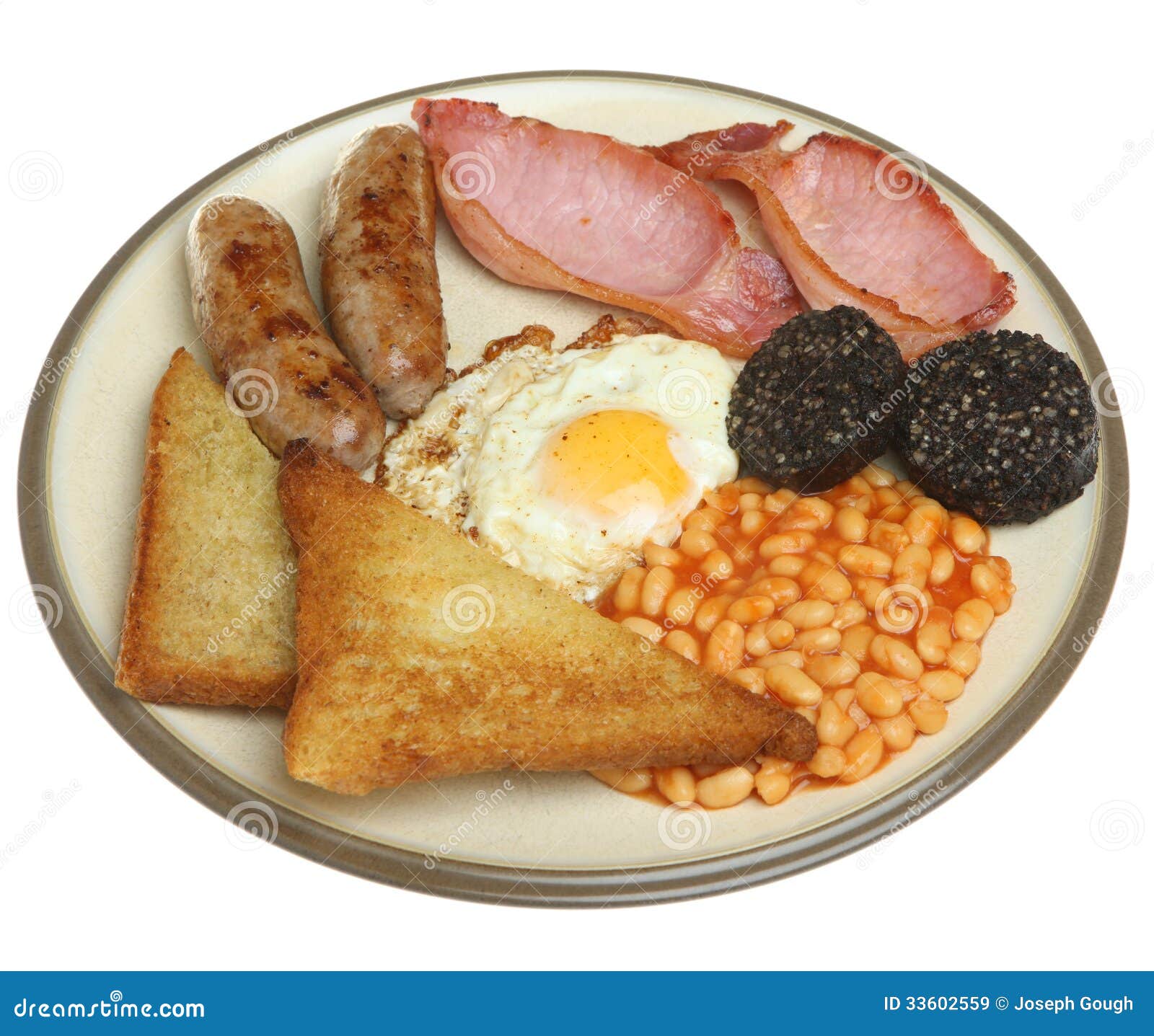 Inglese Completo Fried Breakfast Isolated Su Bianco Immagine Stock ...
