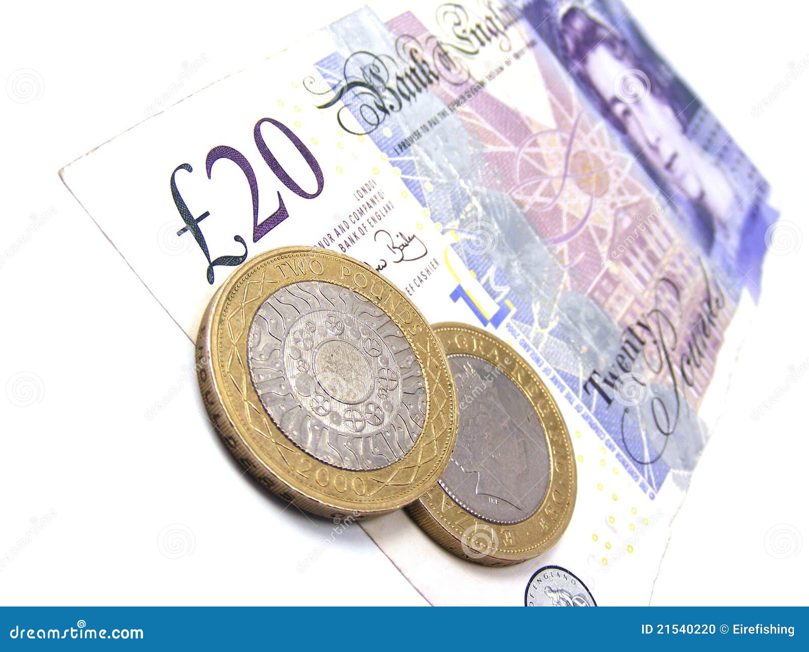 Ingleses Nota De 20 Libras Com As 2 Moedas De Libra Imagem Editorial ...