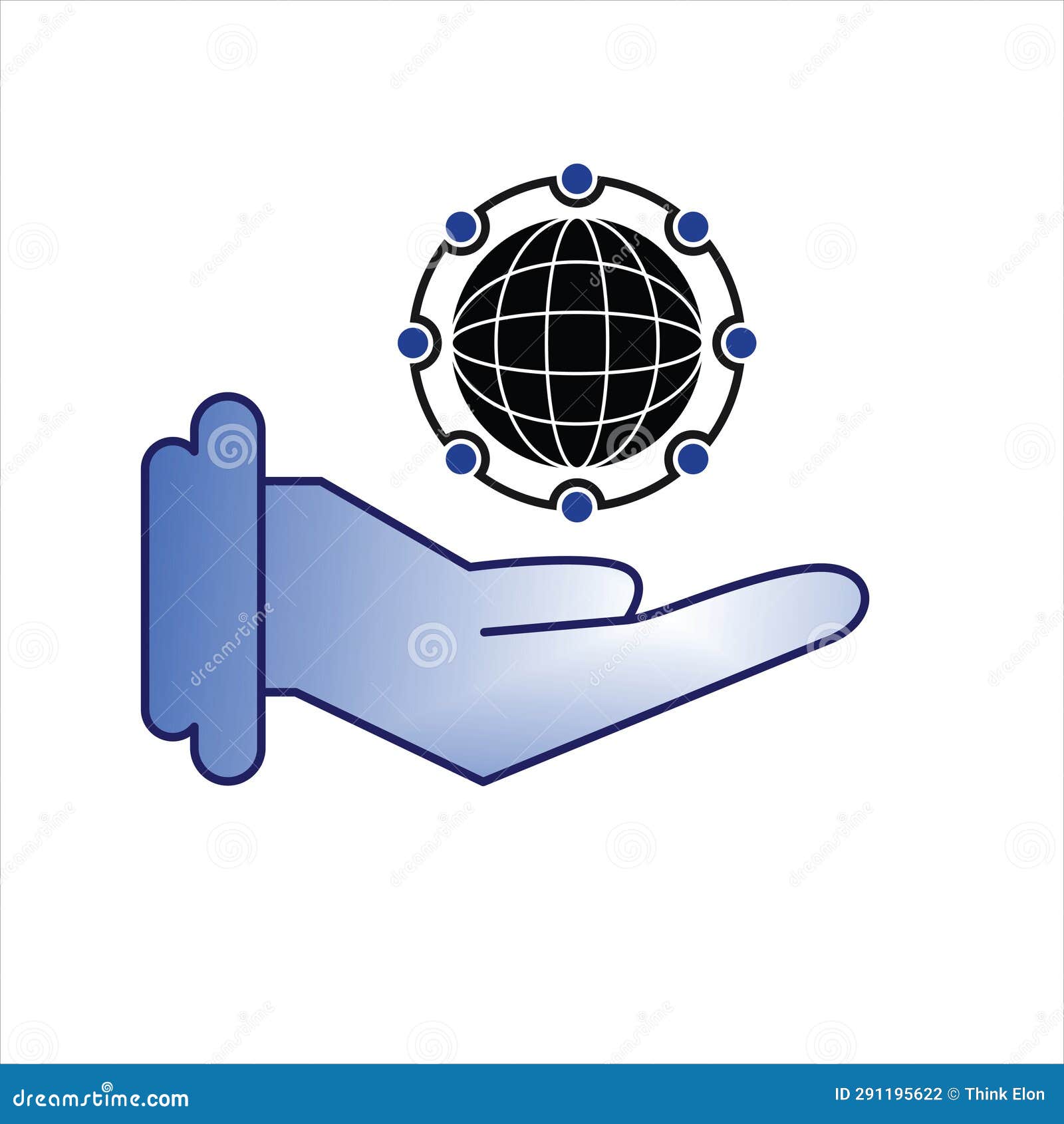 Outline Icon of a Hand Holding the Earth Planet Stock Vector ...