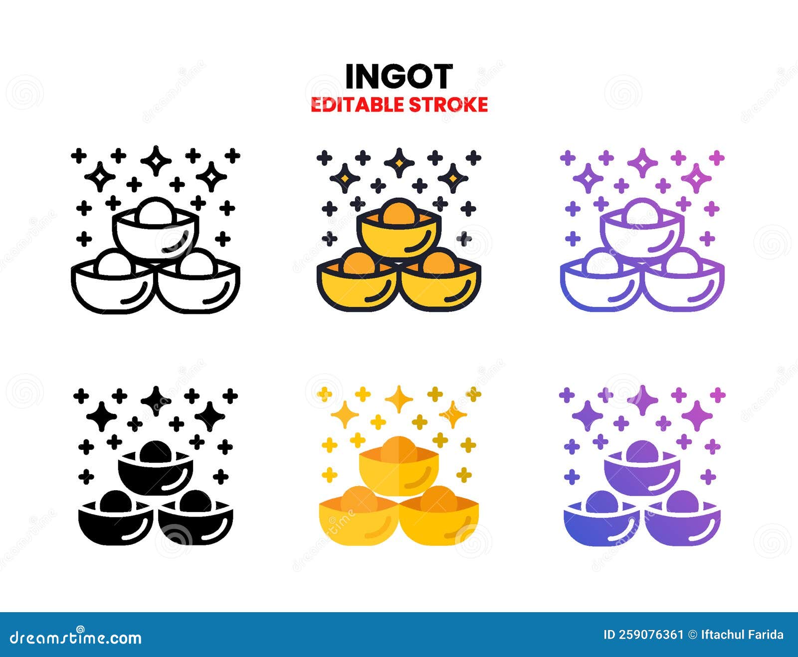 Ingots Icon Set with Different Styles. Stock Vector - Illustration of ...