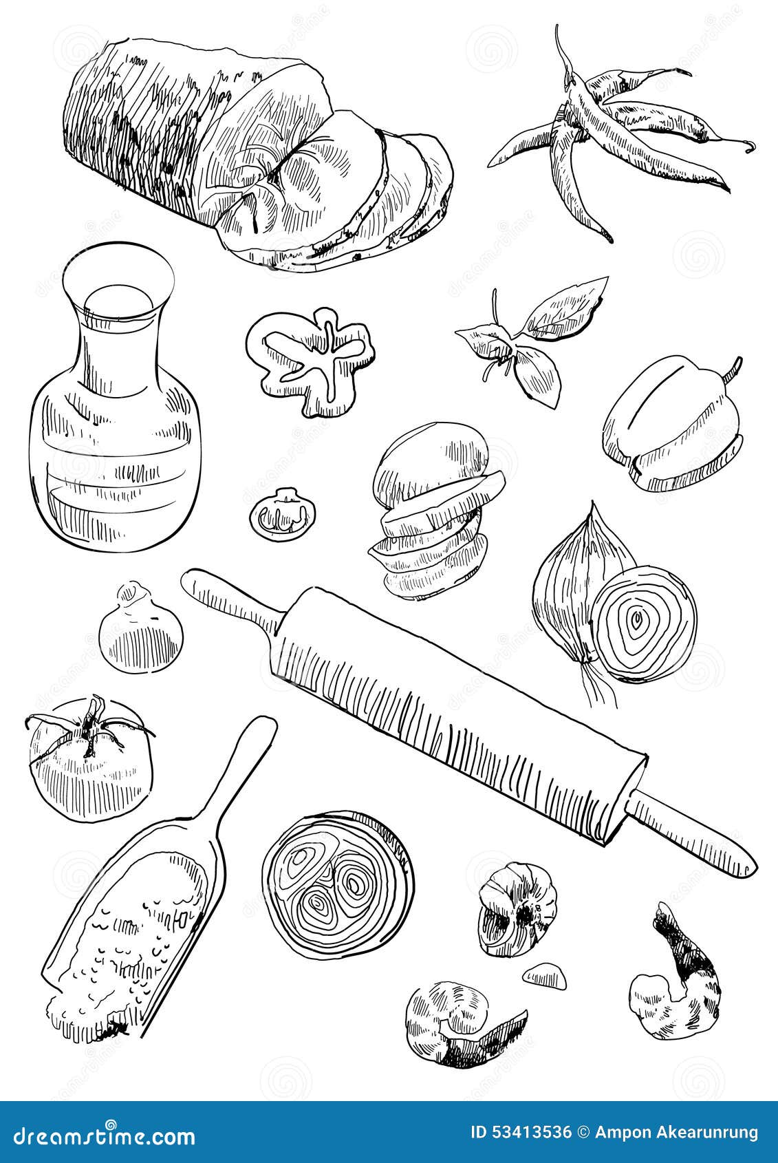 Ingredient drawing stock vector. Illustration of beef - 53413536