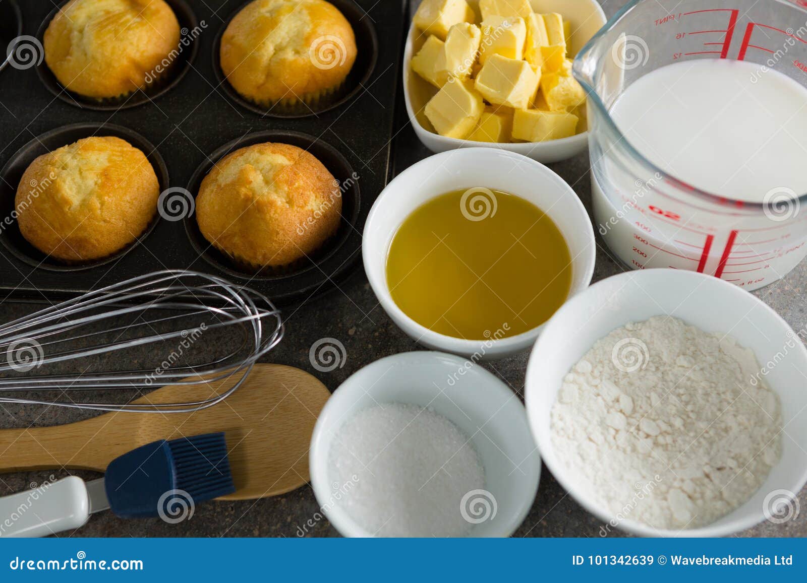 Ingredients Arranged on a Concrete Background Stock Image - Image of ...