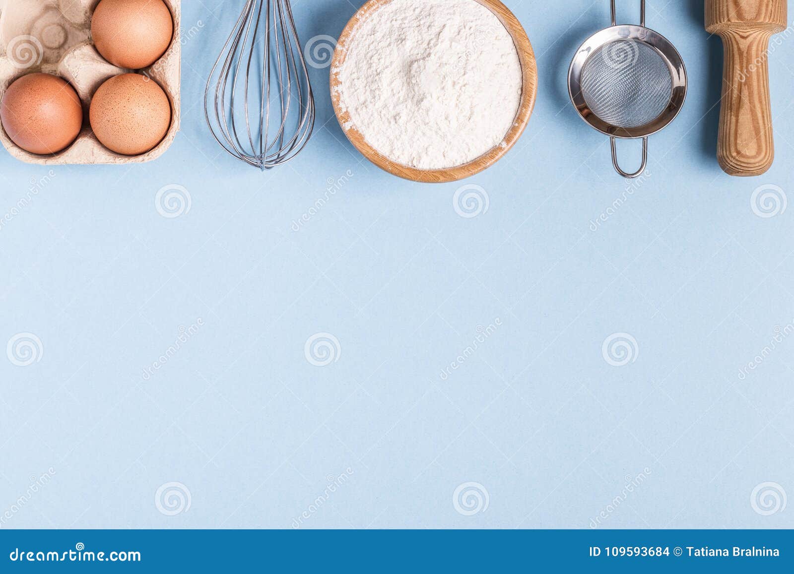 Ingredients for Baking on a Blue Background. Stock Photo - Image of ...
