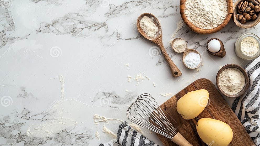 Ingredients for Baking on Marble Surface, Top View Stock Image - Image ...
