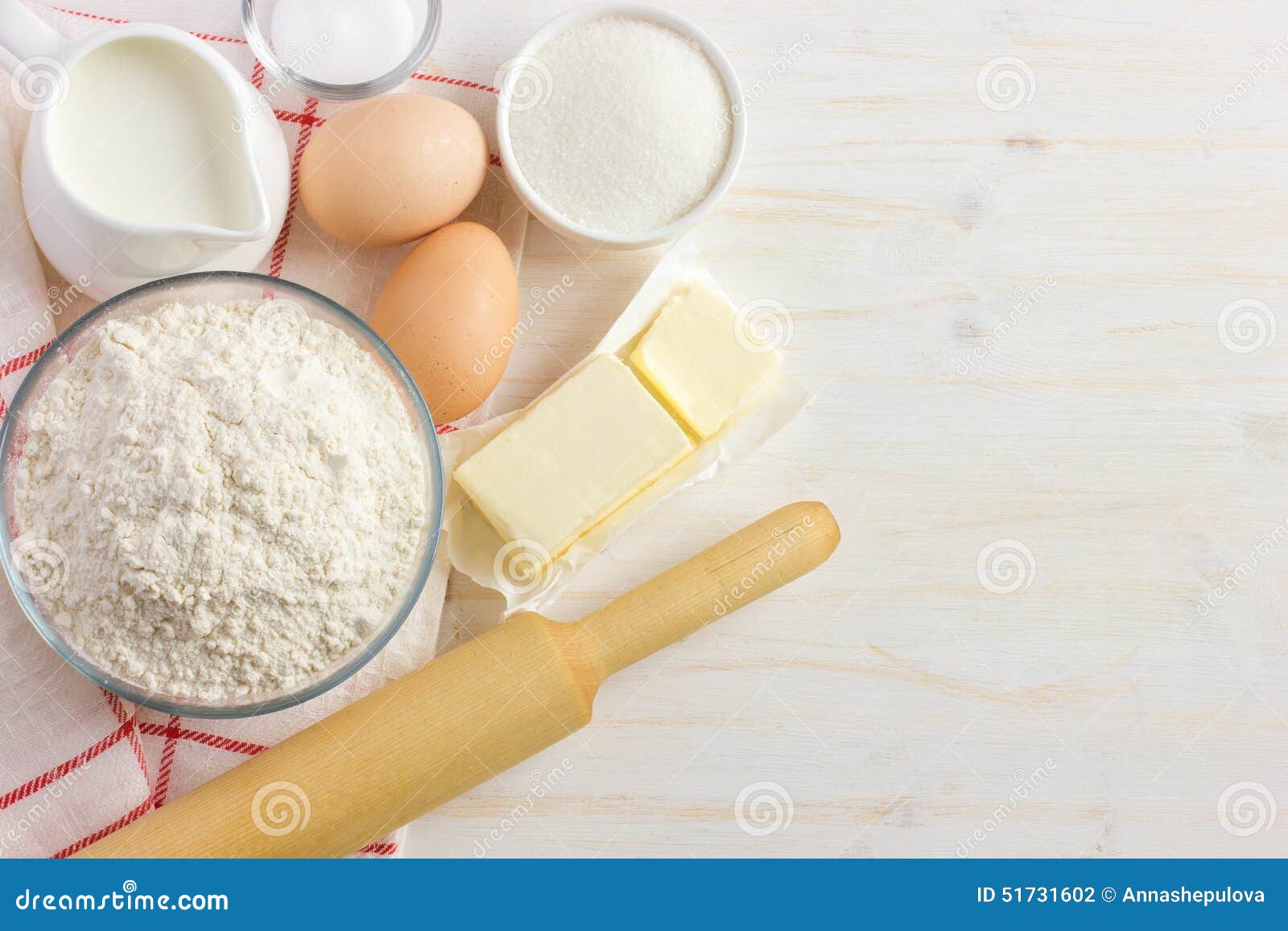 Ingredients for Baking on the White Wooden Table Stock Photo - Image of ...