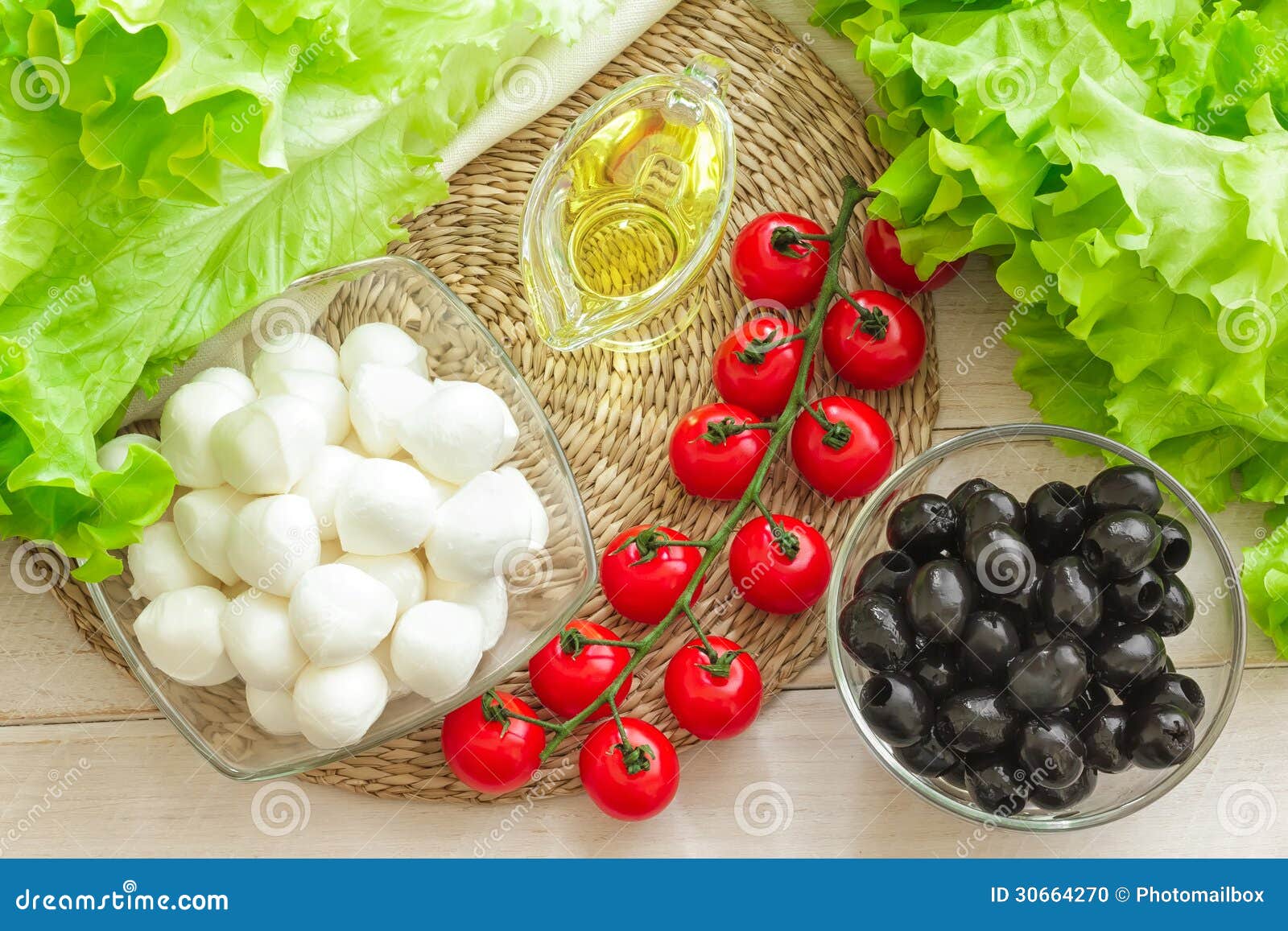 Ingredients for Caprese Salad Stock Photo - Image of lunch, mozarella ...