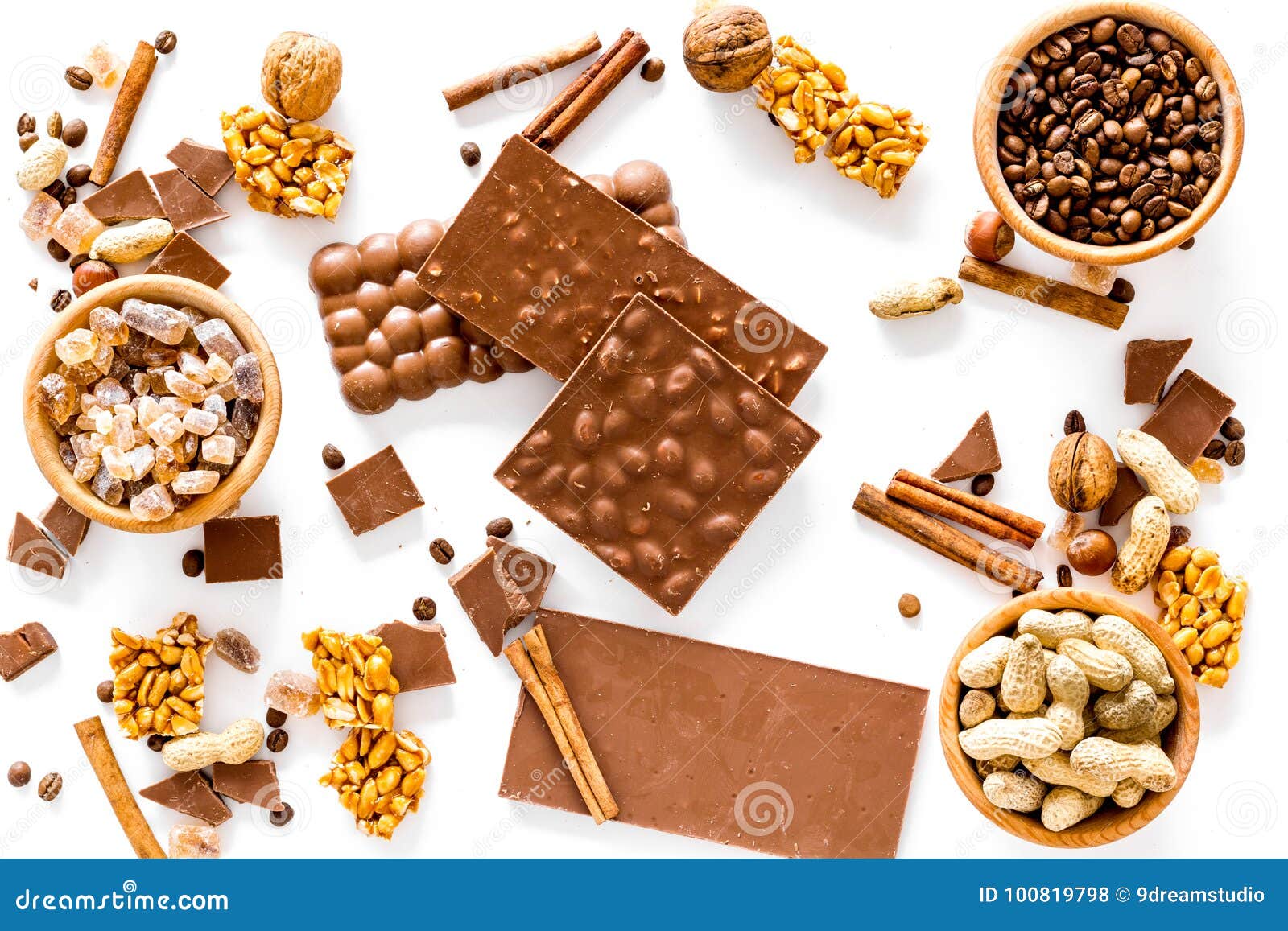 Ingredients for Chocolates on White Background Top View Stock Photo ...