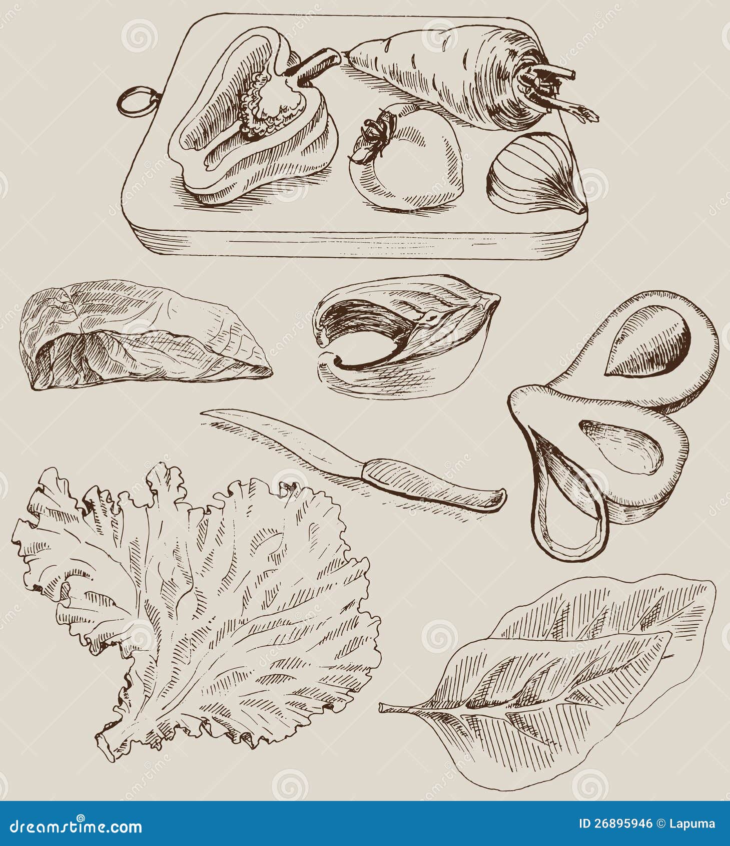 Ingredients for cooking stock illustration. Illustration of salad ...
