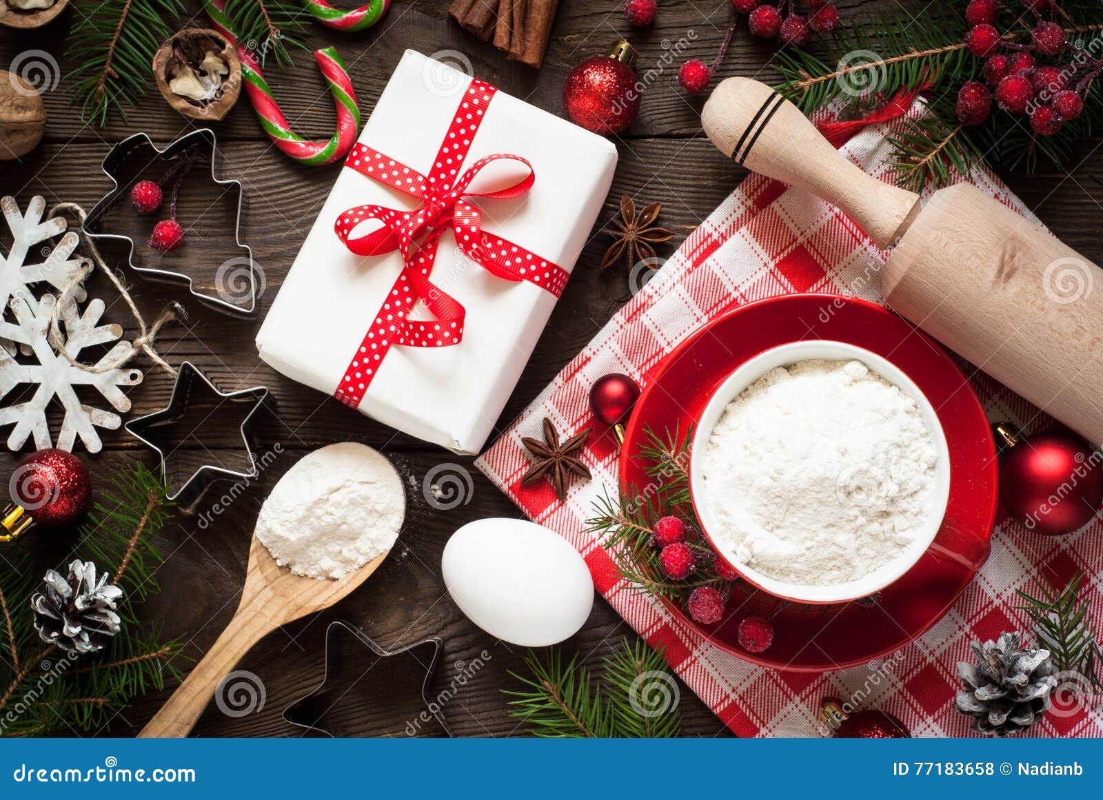 Ingredients for Cooking Christmas Baking Stock Photo - Image of menu ...