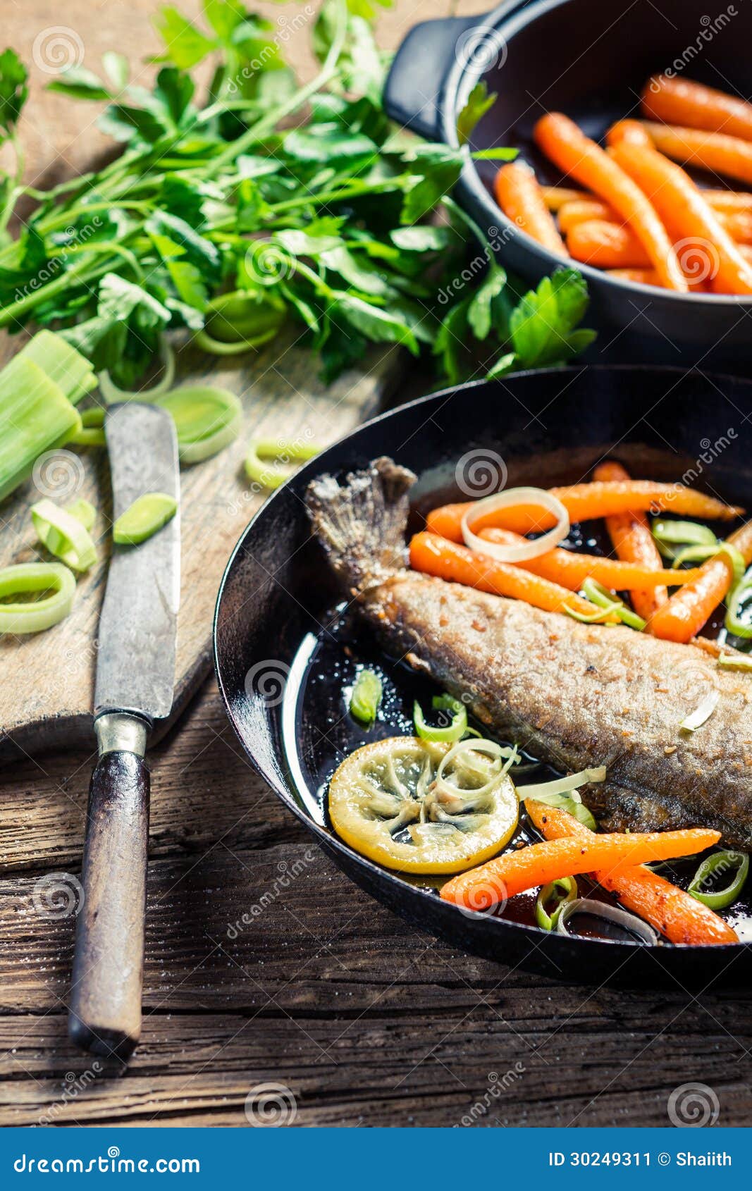 Ingredients for Cooking Fresh Fish in the Pan Stock Image - Image of ...