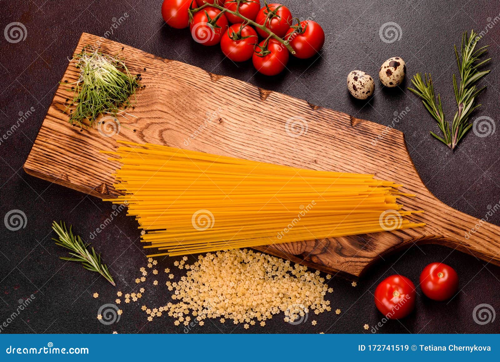 Ingredients for Cooking Paste on a Dark Background Stock Image - Image ...