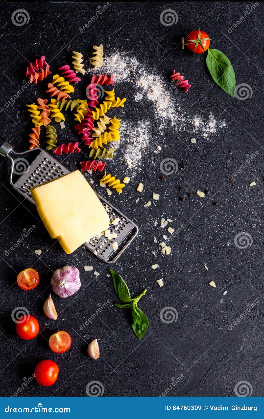 Ingredients for Cooking Paste on Dark Background Top View Stock Image ...