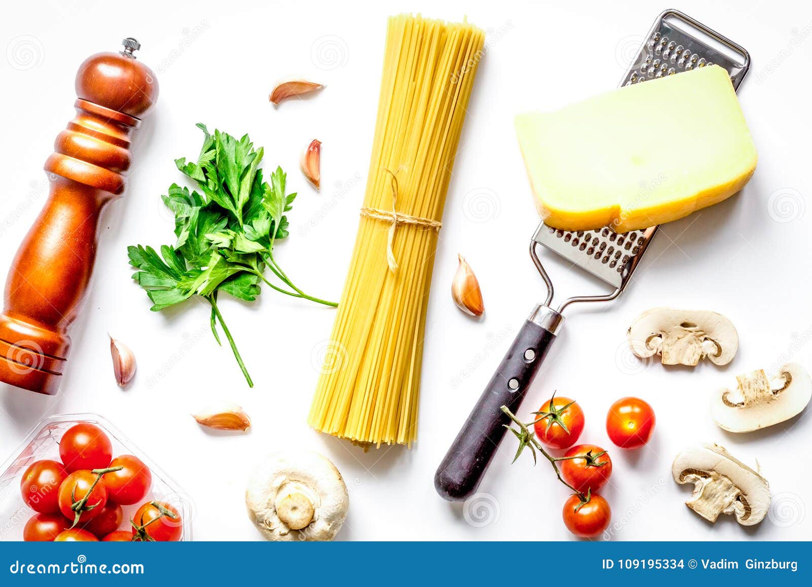 Ingredients for Cooking Paste on White Background Top View Stock Photo ...