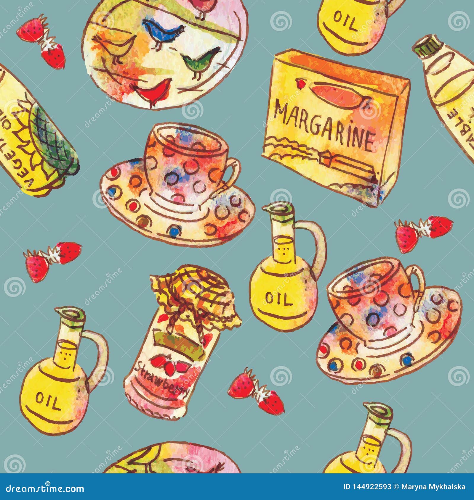 Ingredients for Cooking, Seamless Pattern, Vector Illustration Stock ...