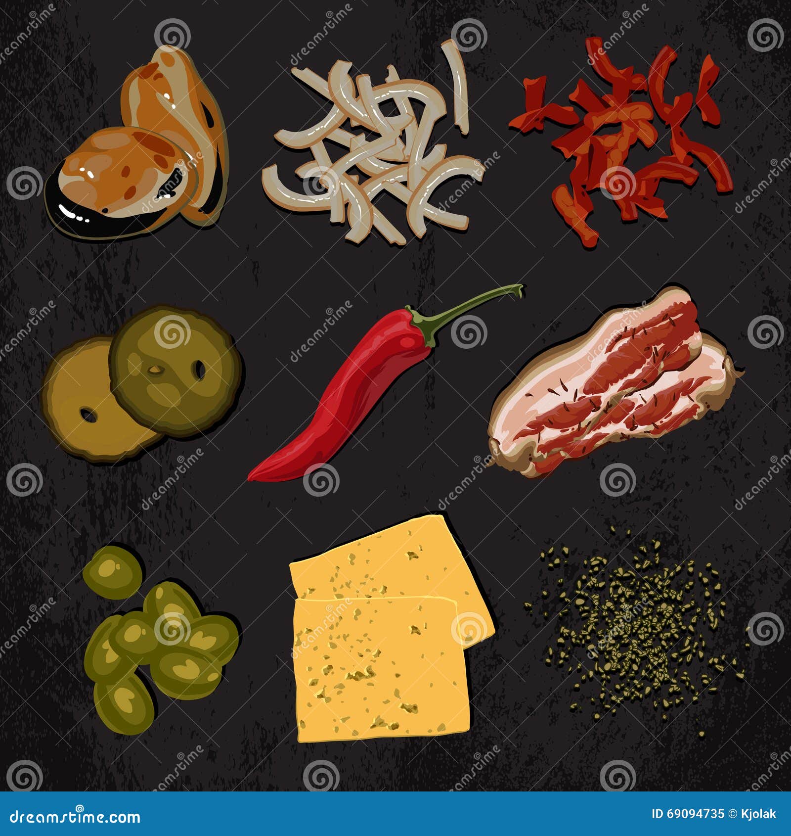 Ingredients for cooking stock vector. Illustration of restaurant - 69094735