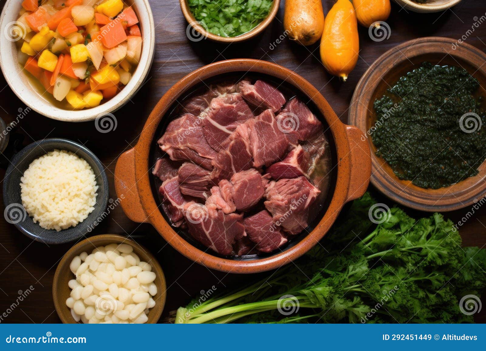 Ingredients of a Feijoada Meal Arranged Sequentially Stock Image ...