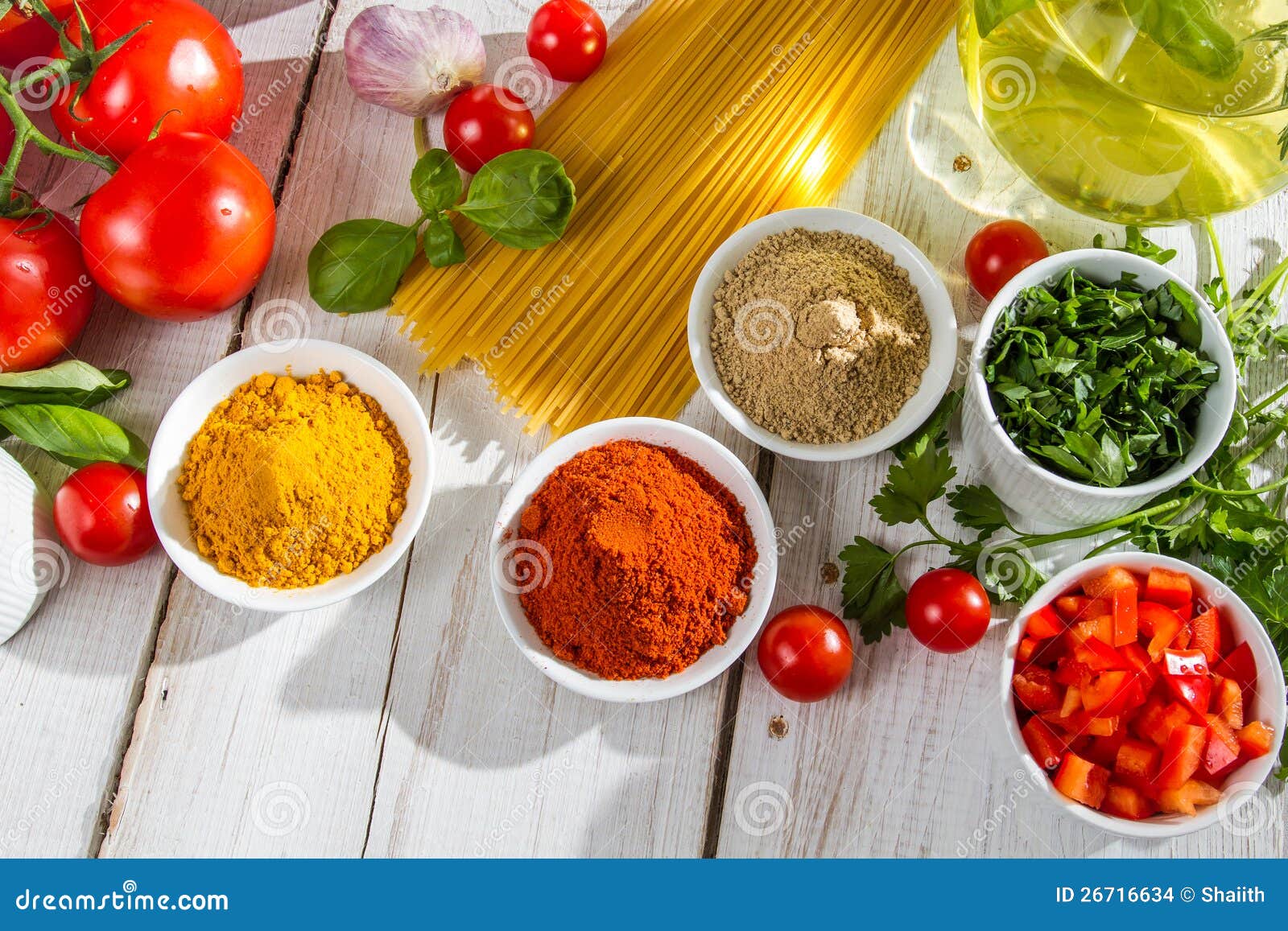 Ingredients and Italian Cuisine Spices Stock Photo - Image of basil ...