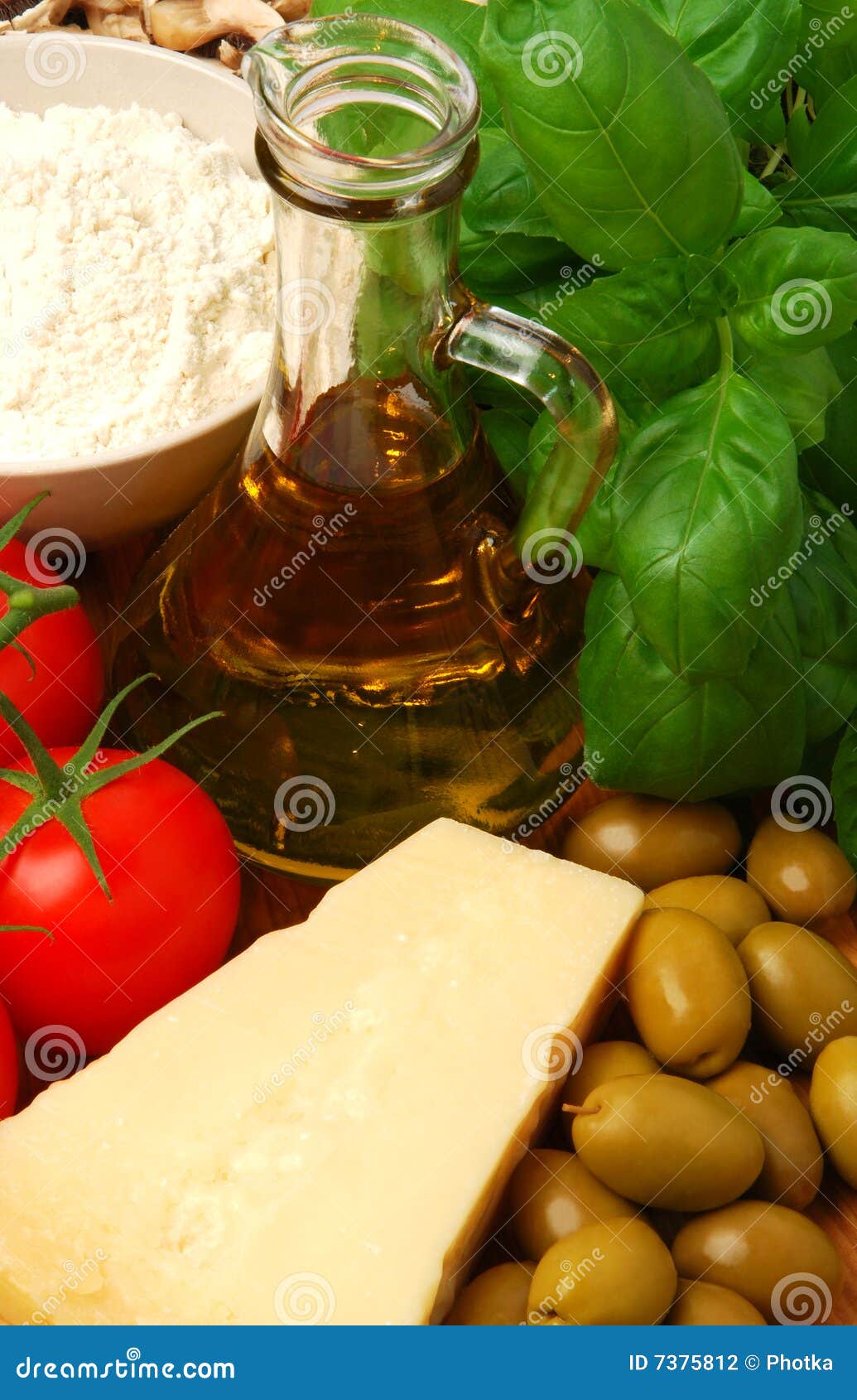 Ingredients for an Italian Meal Stock Photo - Image of flour, parmesan ...