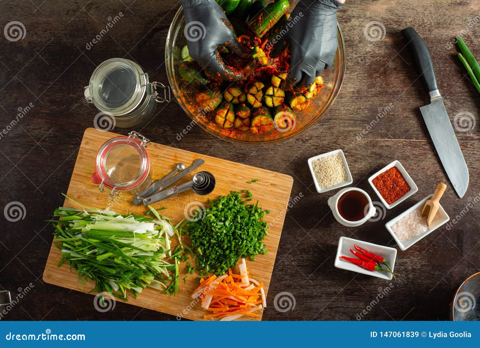 Ingredients for Kimchi stock image. Image of cabbage - 147061839