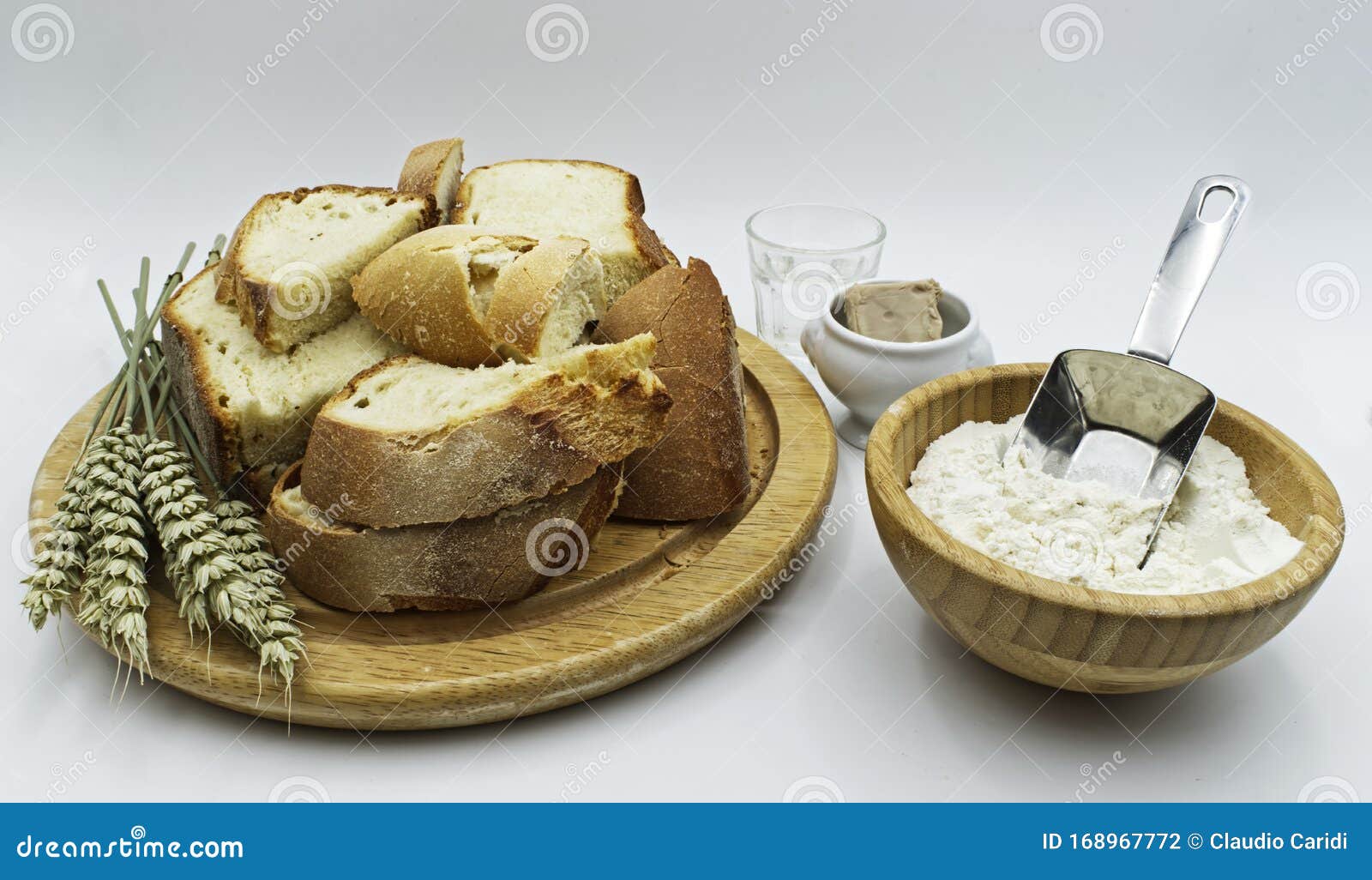 Ingredients of Making Bread Isolated on White. Stock Photo - Image of ...