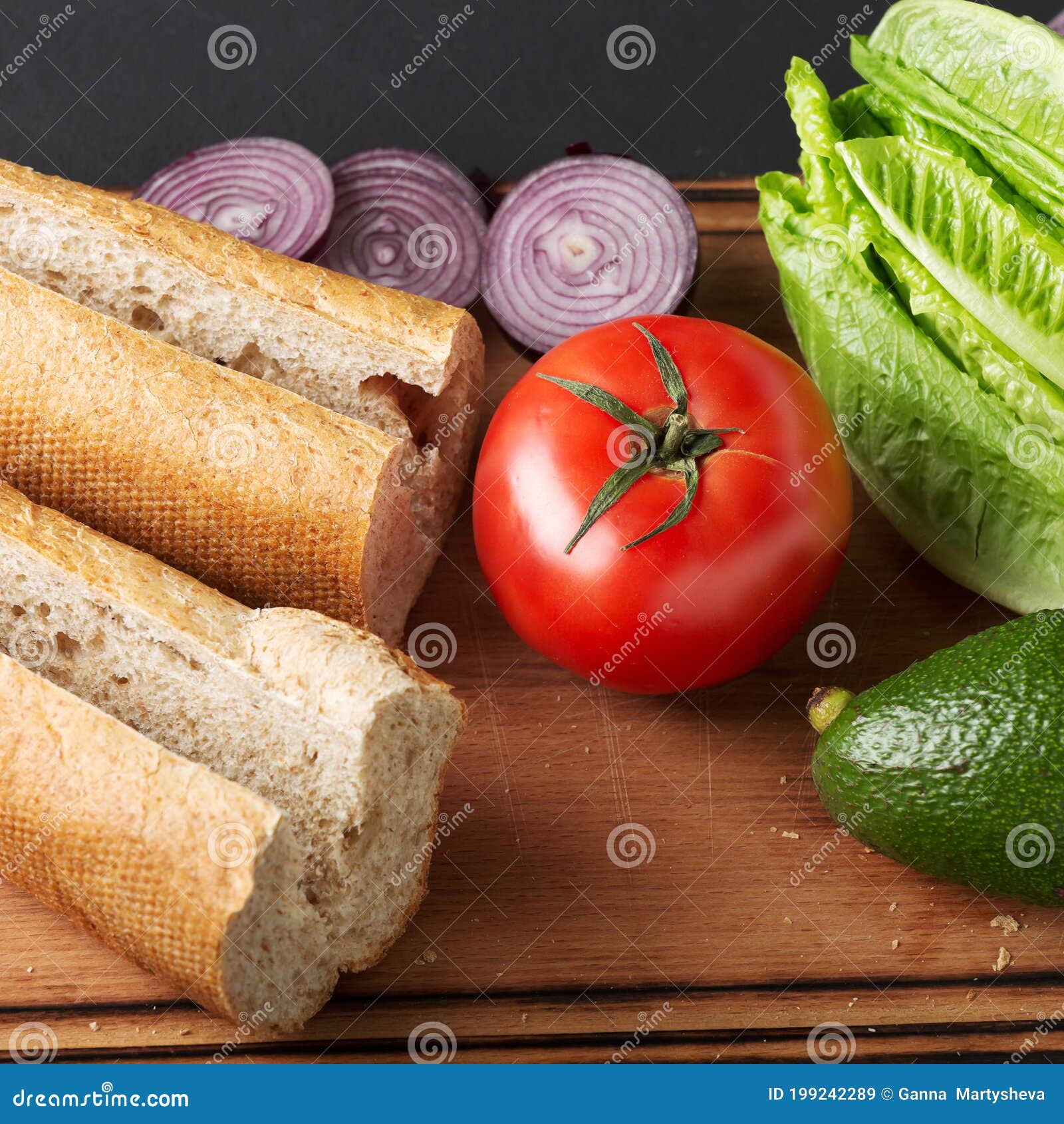 Ingredients for Making Sandwiches on a Kitchen Board.close Up Close Up ...
