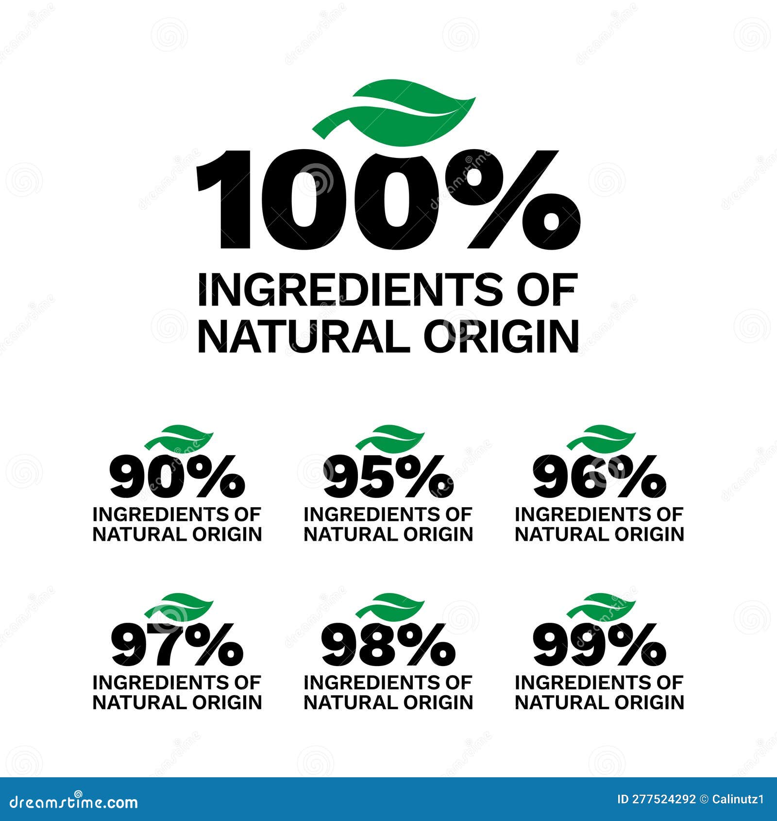 100 Ingredients of Natural Origin Vector Logo Icon Badge Concept Stock ...
