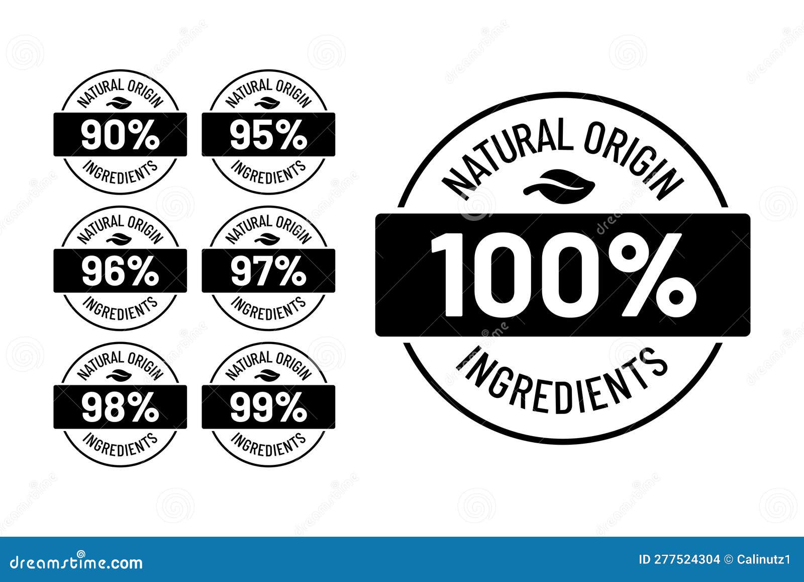 100 Ingredients of Natural Origin Vector Logo Icon Badge Concept Stock ...