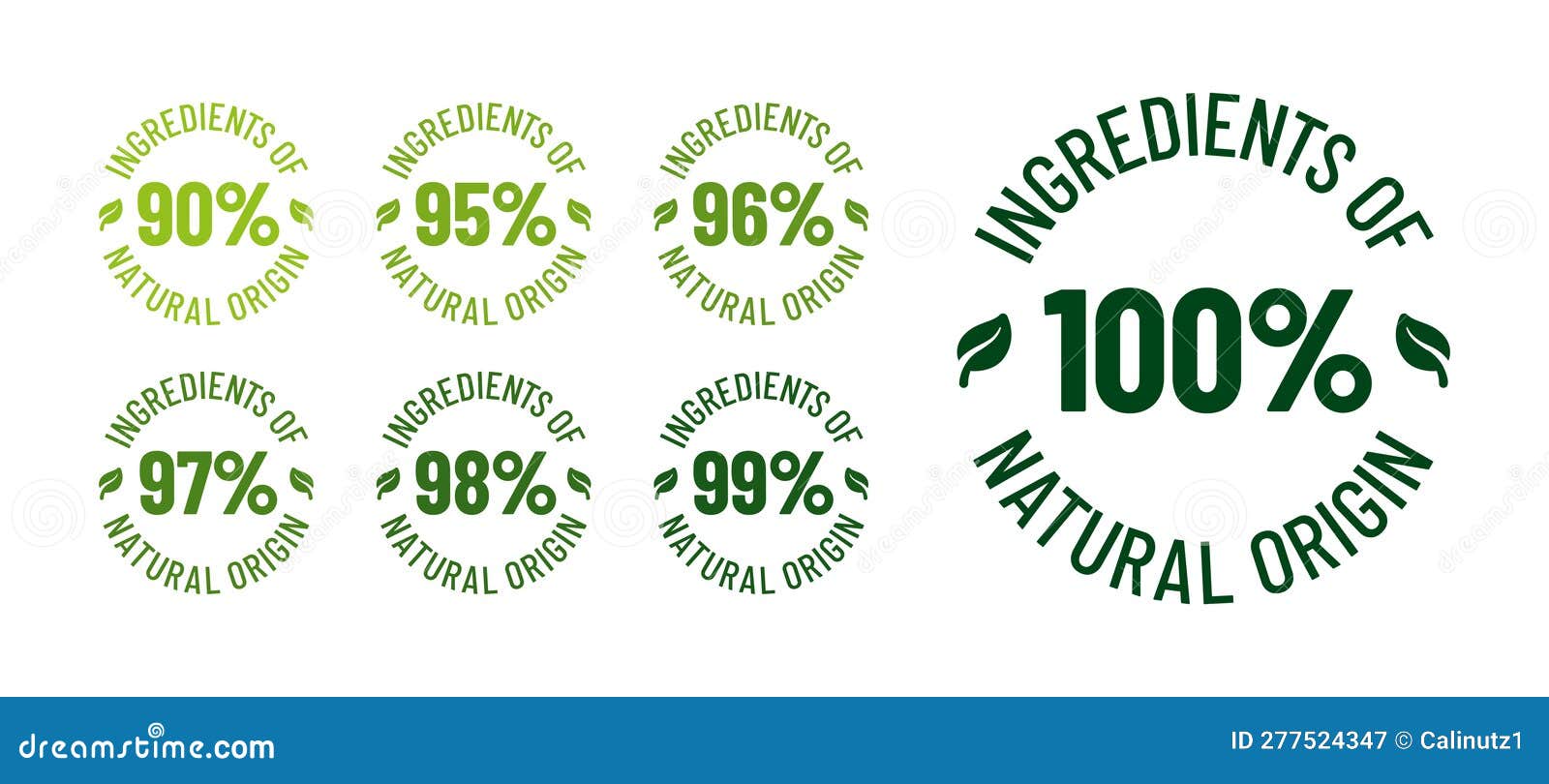 100 Ingredients of Natural Origin Vector Logo Icon Badge Concept Stock ...