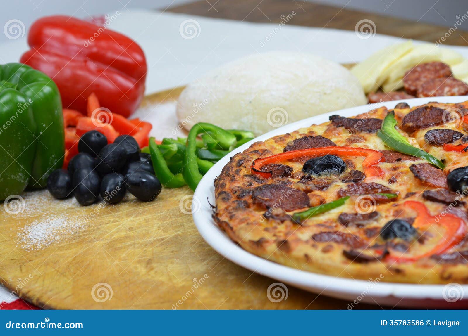 Ingredients and pizza stock photo. Image of close, herb - 35783586
