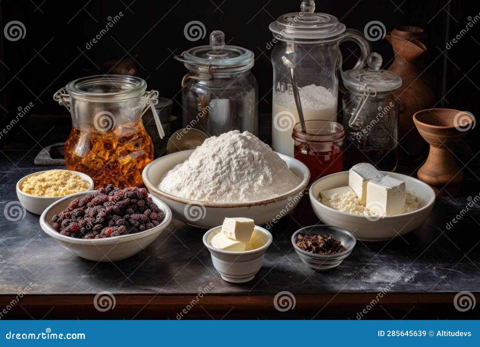 Ingredients for Scone-making Spread Out on Countertop Stock Image ...