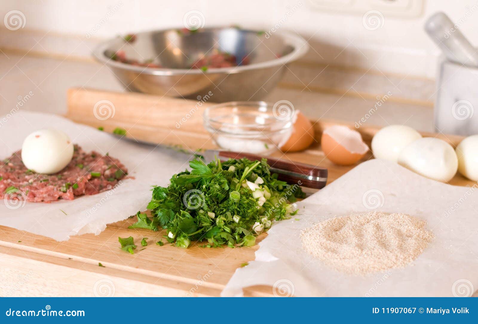 Ingredients for Scotch Eggs Stock Image - Image of cooking, board: 11907067