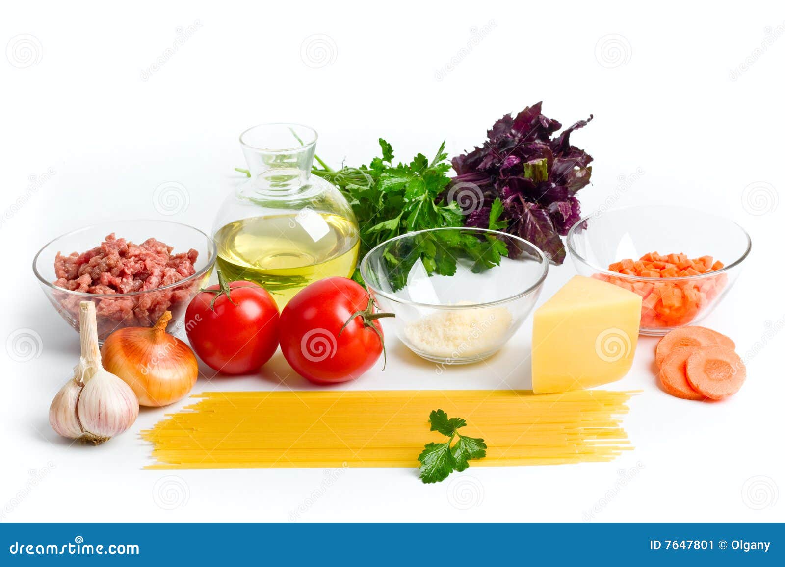 Ingredients for Spaghetti Bolognese Stock Image - Image of isolated ...