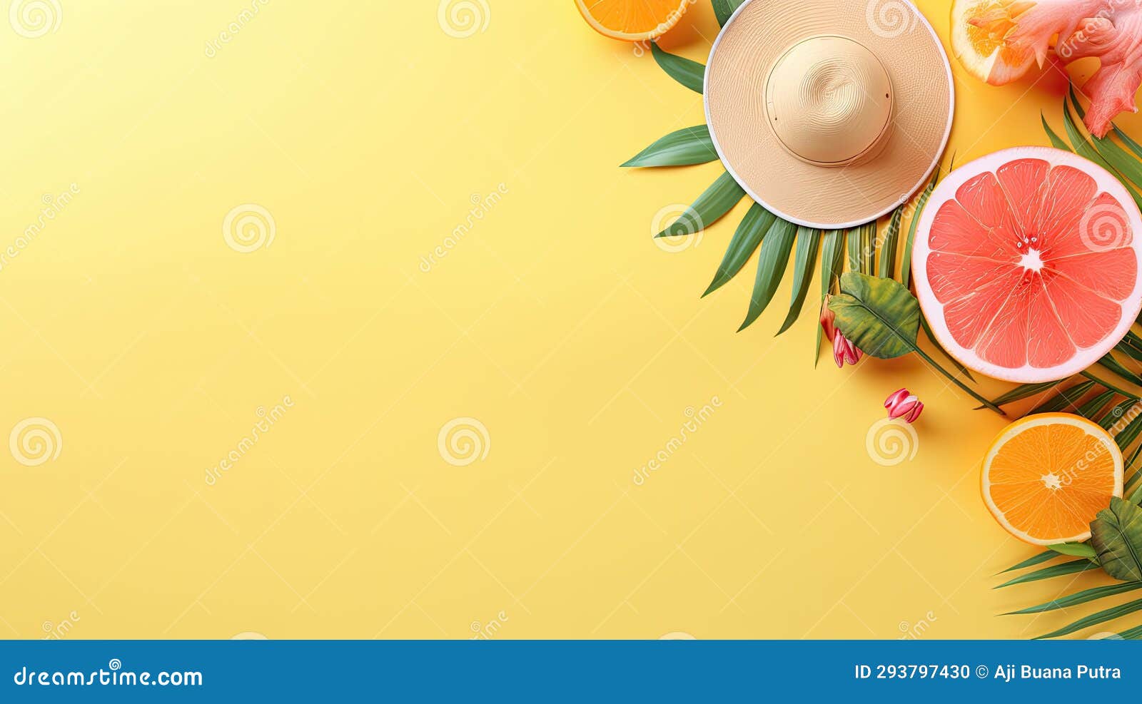 Ingredients for a Summer Theme Background Horizontal Banner. Stock ...