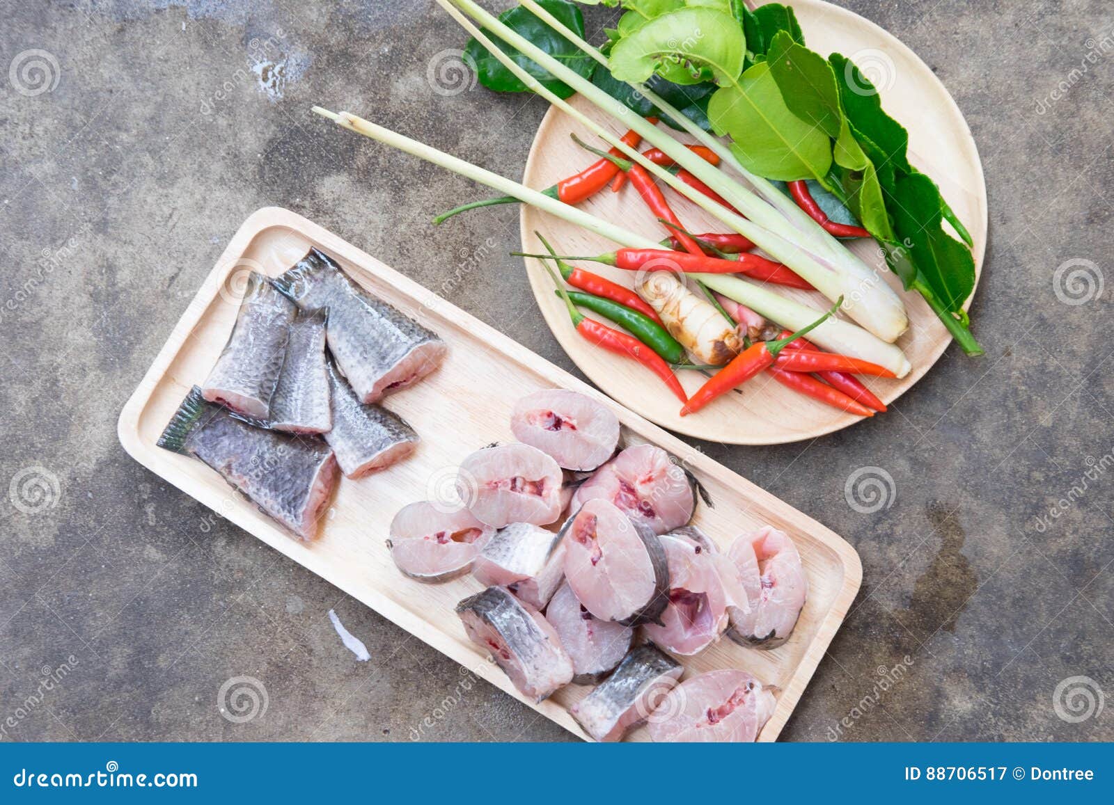 Ingredients of Tom Yam Snakehead Fish and Vegetable Stock Image - Image ...