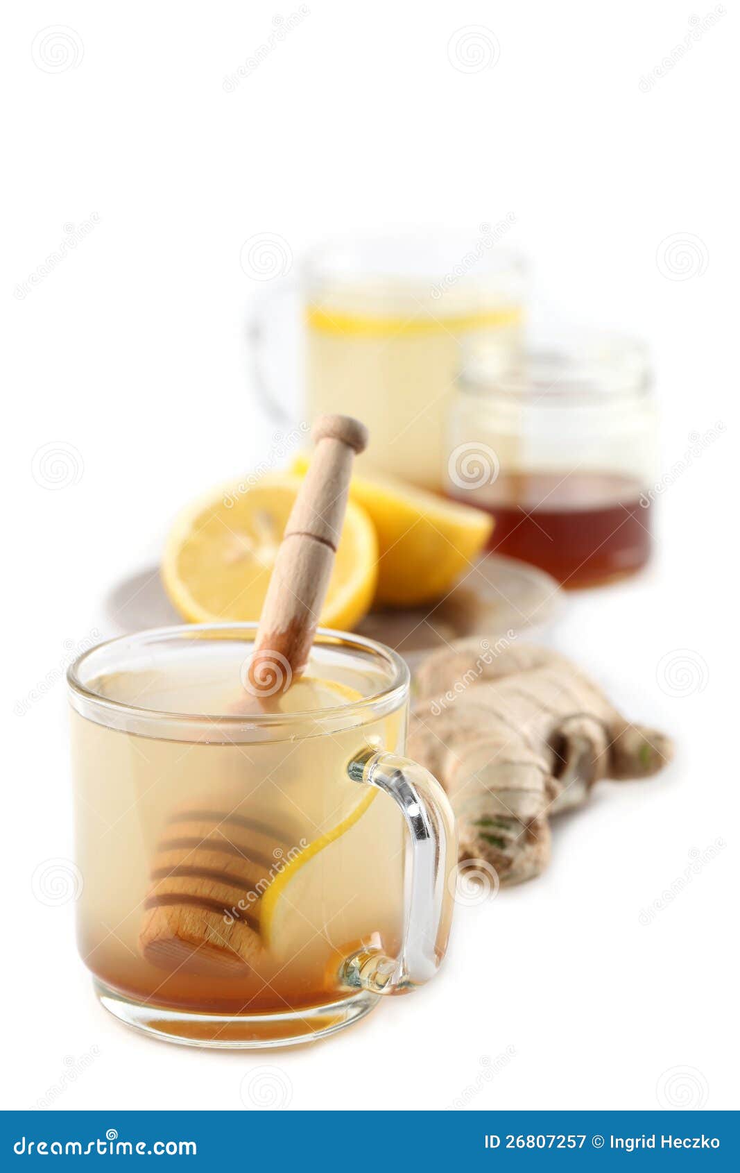 Ingwertee Mit Honig Und Zitrone Stockbild - Bild von ingwer, vertikal ...