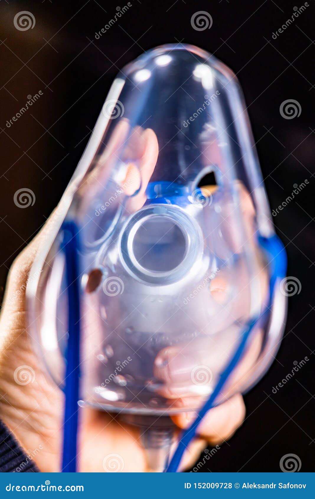 Inhalation Mask in the Human Hand. Stock Photo - Image of health, home ...