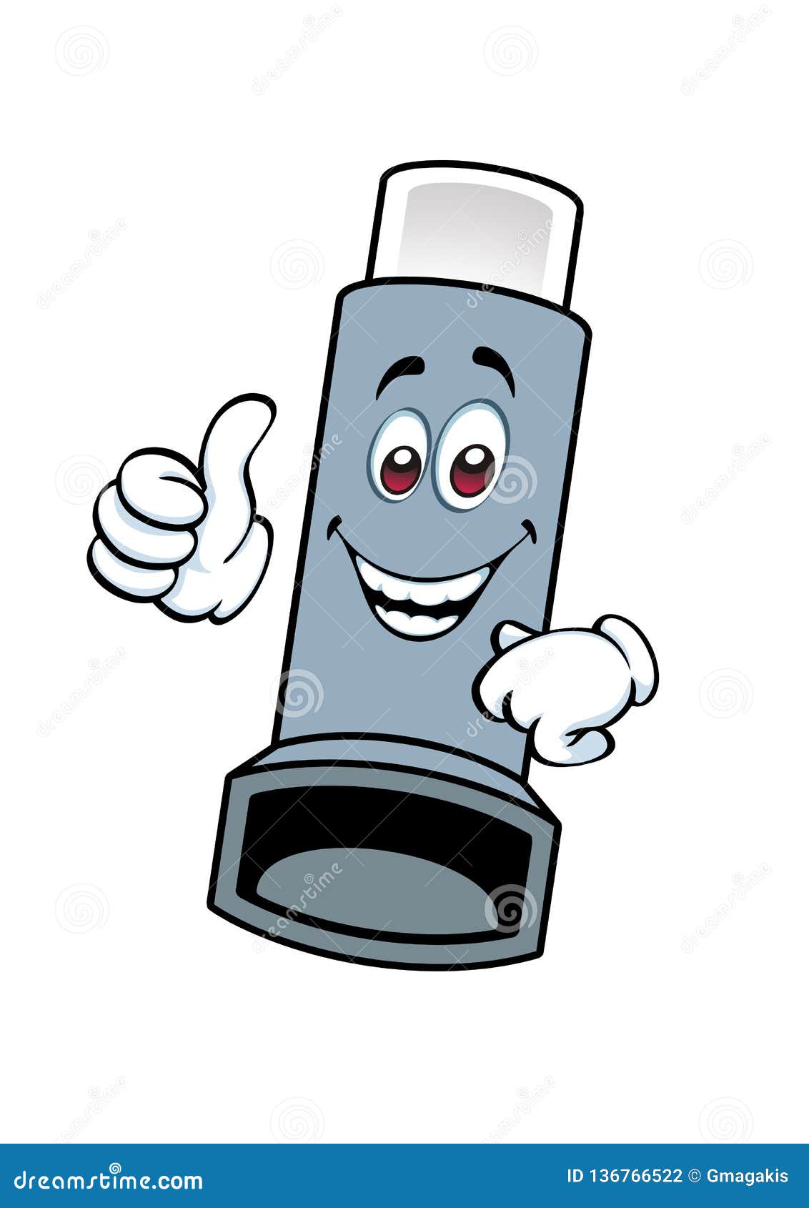 Thumbs Up Of Asthma Inhaler Cartoon Design With Board | CartoonDealer ...