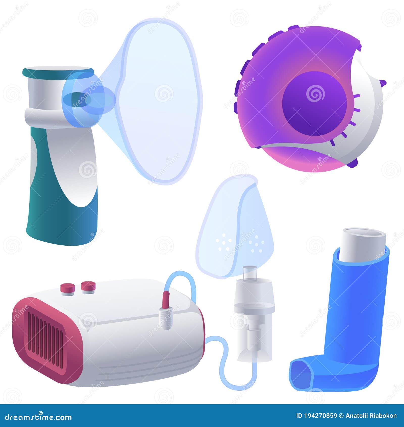 Inhaler Icons Set, Cartoon Style Stock Vector - Illustration of ...