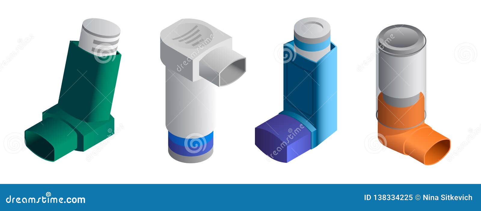 Inhaler Icons Set, Isometric Style Stock Vector - Illustration of ...
