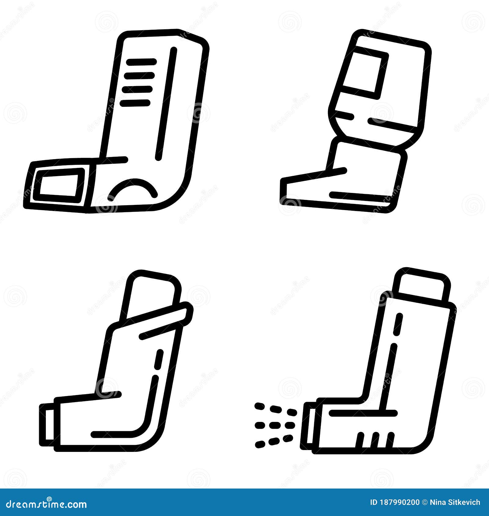 Inhaler Outline Icon. Breathing Asthma Inhaler Black And White Vector ...