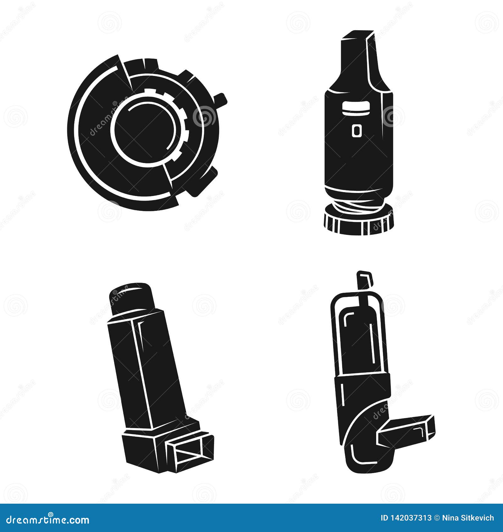 Inhaler Icons Set, Simple Style Stock Vector - Illustration of breath ...