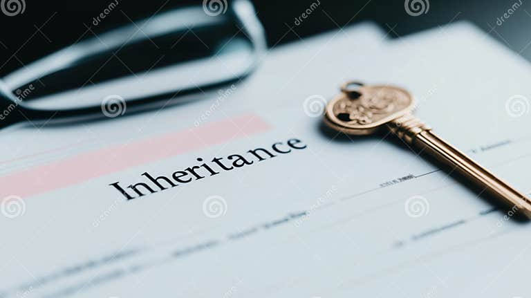 Inheritance Document with Key and Glasses, Symbolizing Legacy Stock ...