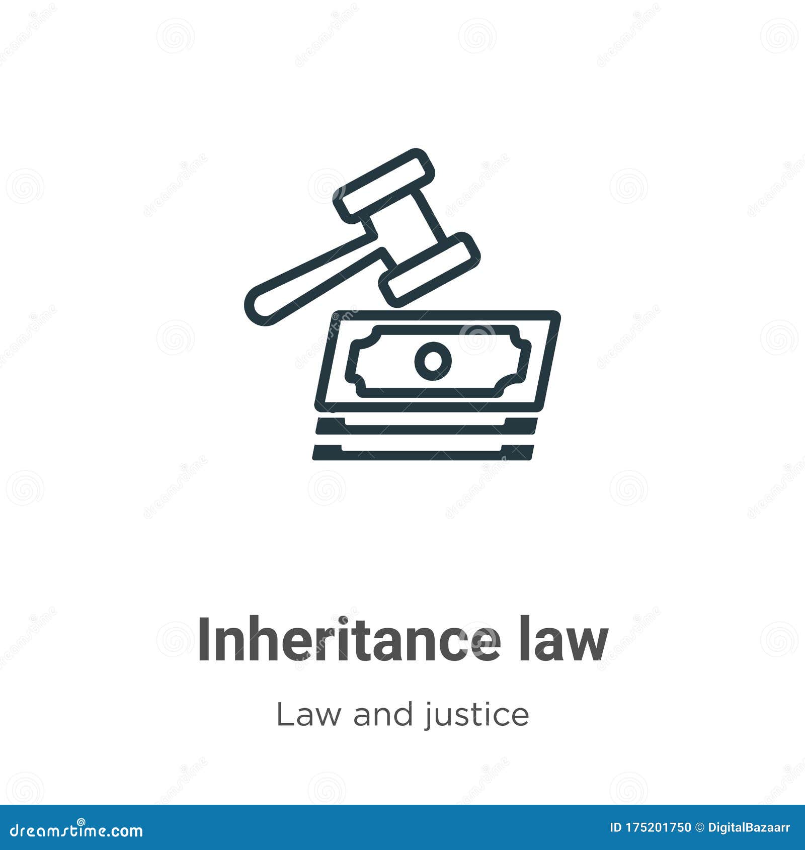 Inheritance Law Outline Vector Icon Thin Line Black Inheritance Law