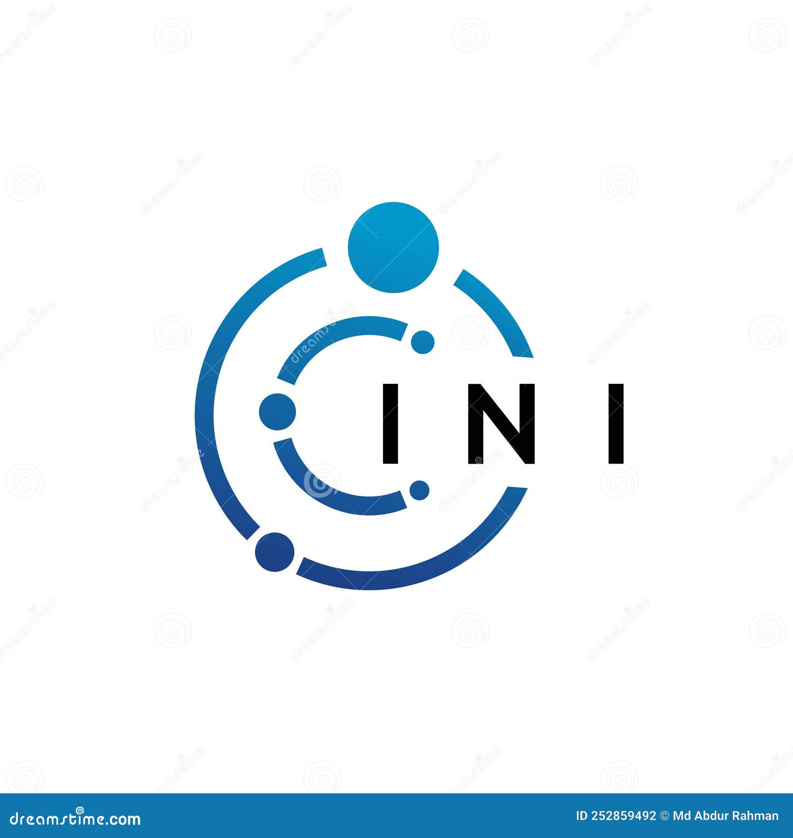 INI Letter Technology Logo Design On White Background. INI Creative ...
