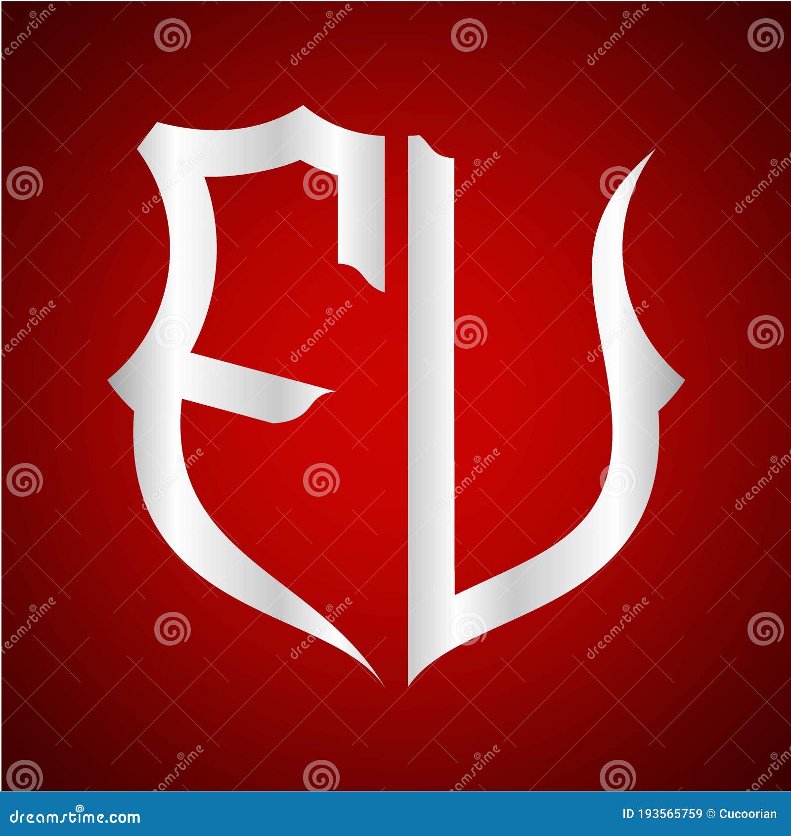 Iniciais Da Forma U Shield Com Cor Prateada Ilustração do Vetor ...